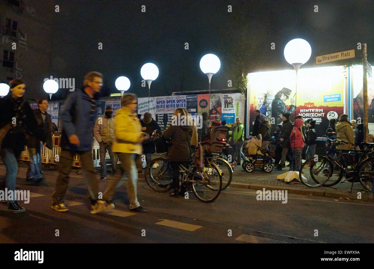 Berlin, Germany, light installation Light limit to 25 years fall of the ...