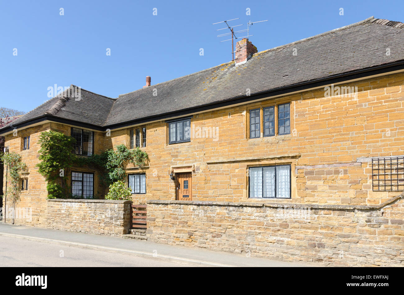 Traditional stone buildings in the pretty Northamptonshire village of ...