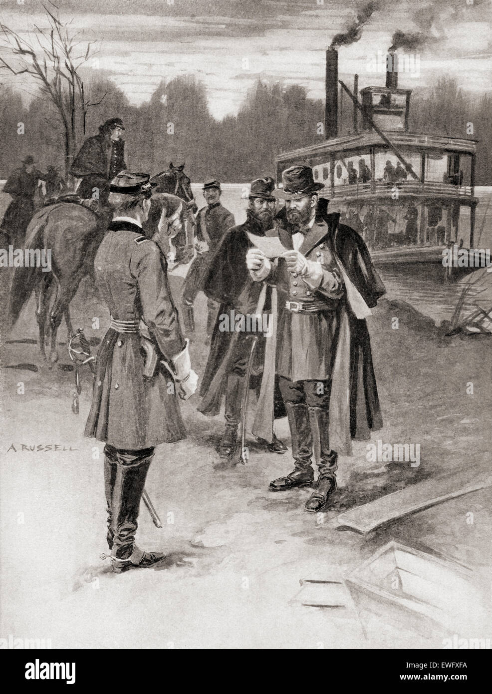 General Grant's arrival at The Battle of Shiloh, aka the Battle of ...