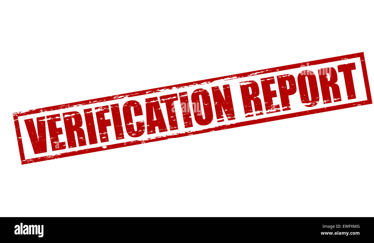 Rubber stamp with text verification report inside, illustration Stock ...