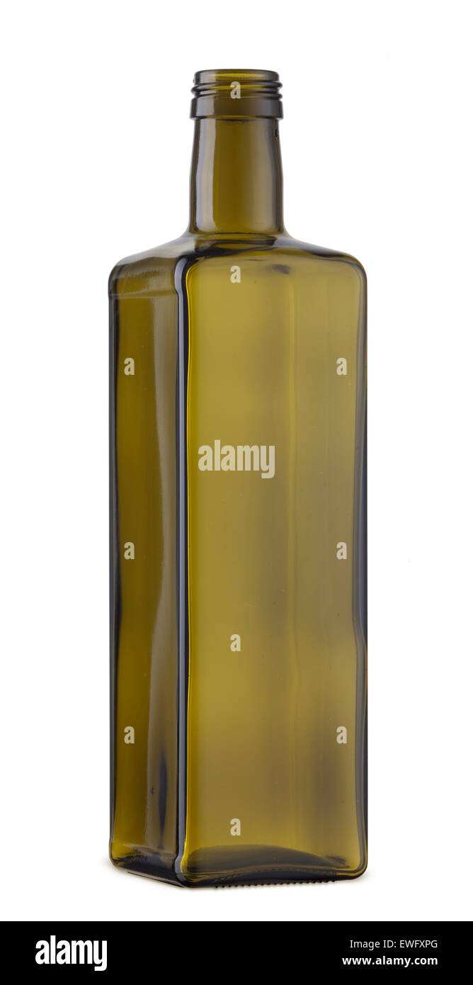 Empty cooking oil glass bottle isolated on the white Stock Photo - Alamy