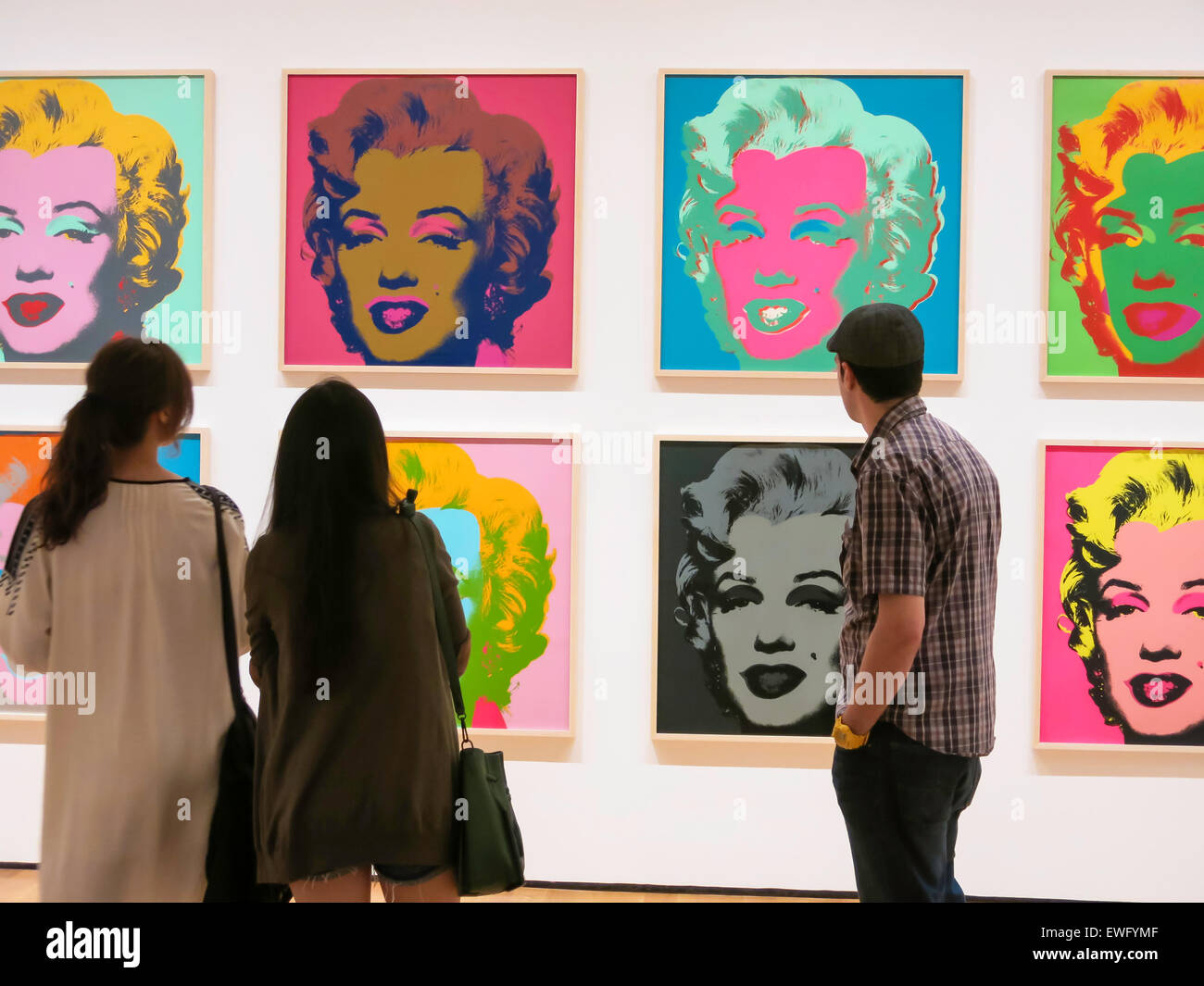 Patrons Viewing Andy Warhol"s , Marilyn Monroe Silkscreen Prints ...
