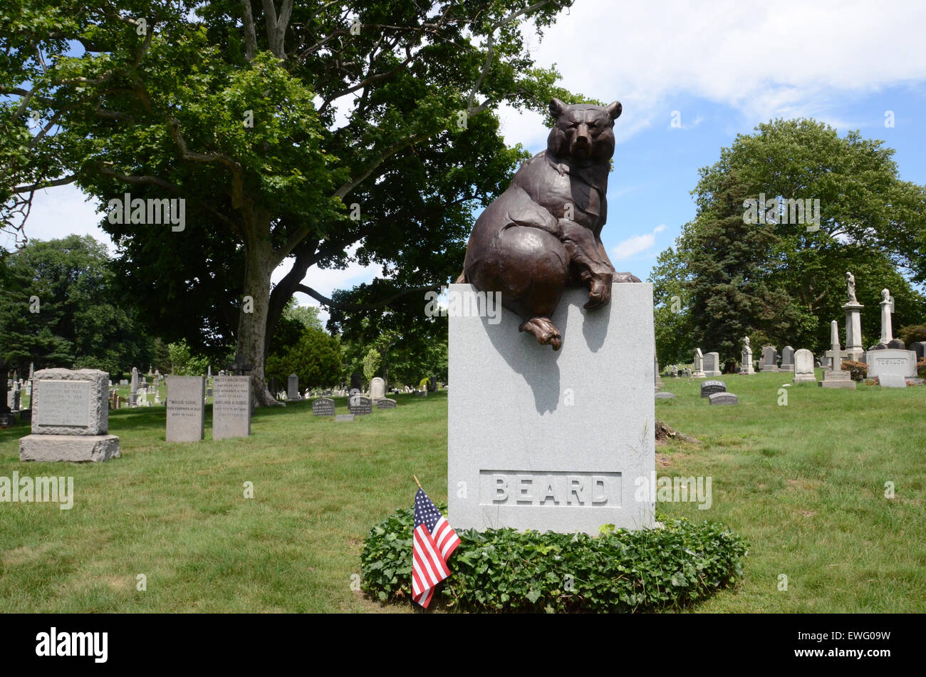 bronze bear on grave stone beard green wood cemetery brooklyn new york ...