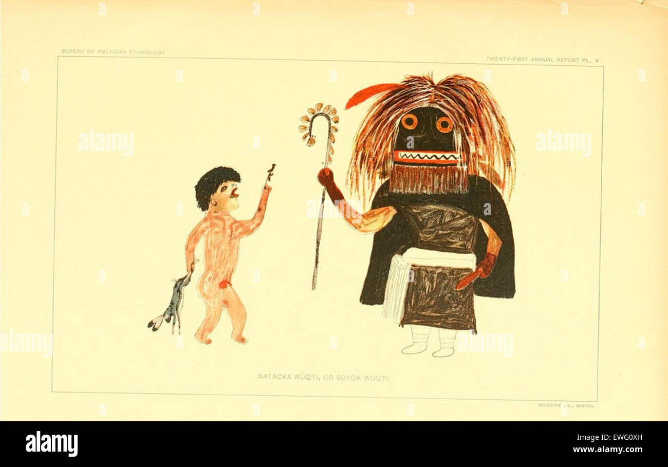 Hopi Kachina drawings, a traditional form of Native American art, depict spiritual beings in ...