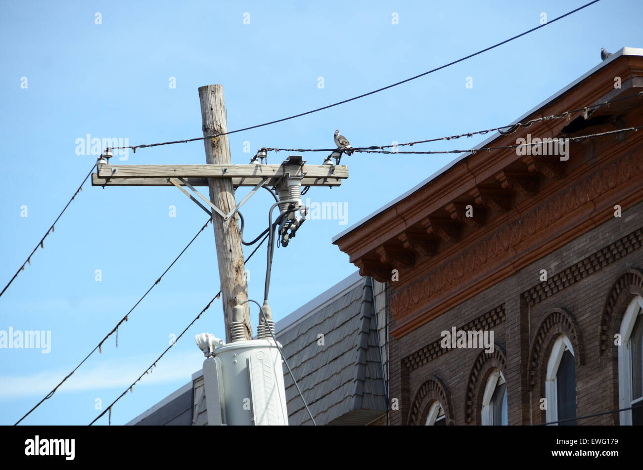 telephone pole looks like cross brooklyn new york Stock Photo - Alamy