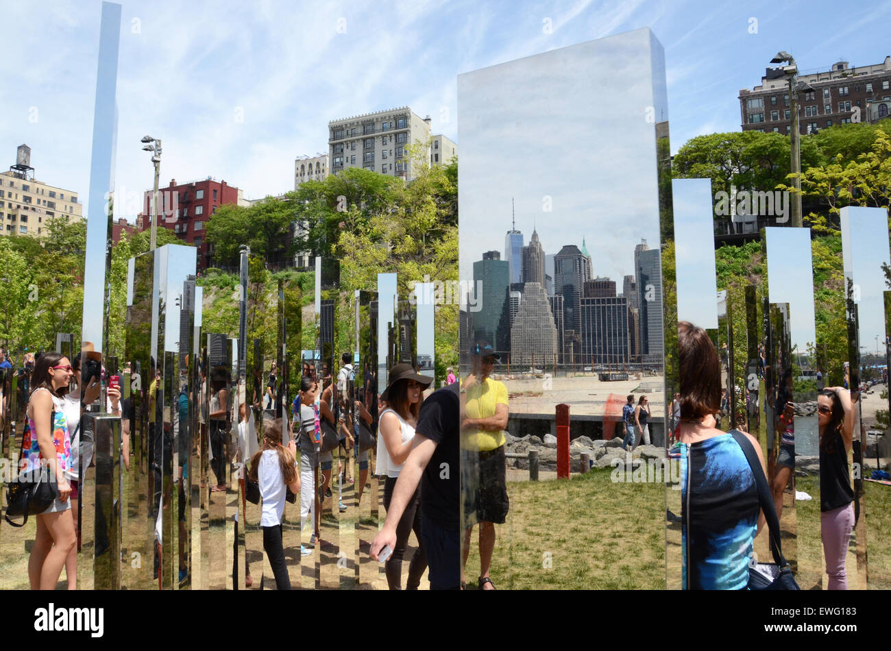 Mirror Labyrinth jeppe hein scupture new york brooklyn usa Stock Photo ...