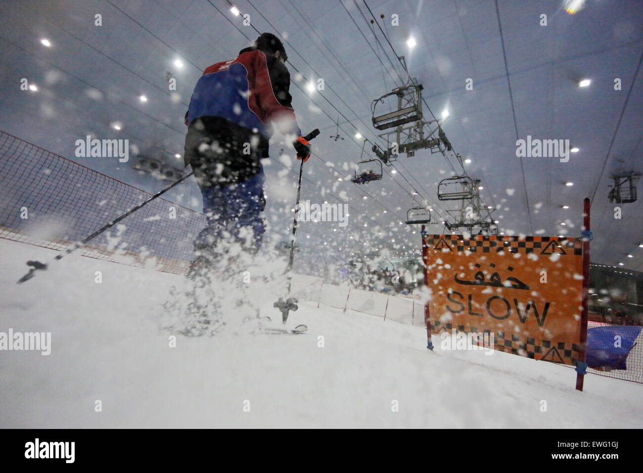 Slow down ski sign hi-res stock photography and images - Alamy