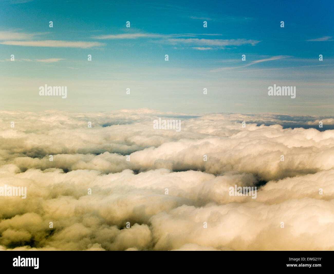 A scenic view of the sky above the clouds, with the atmosphere and ...