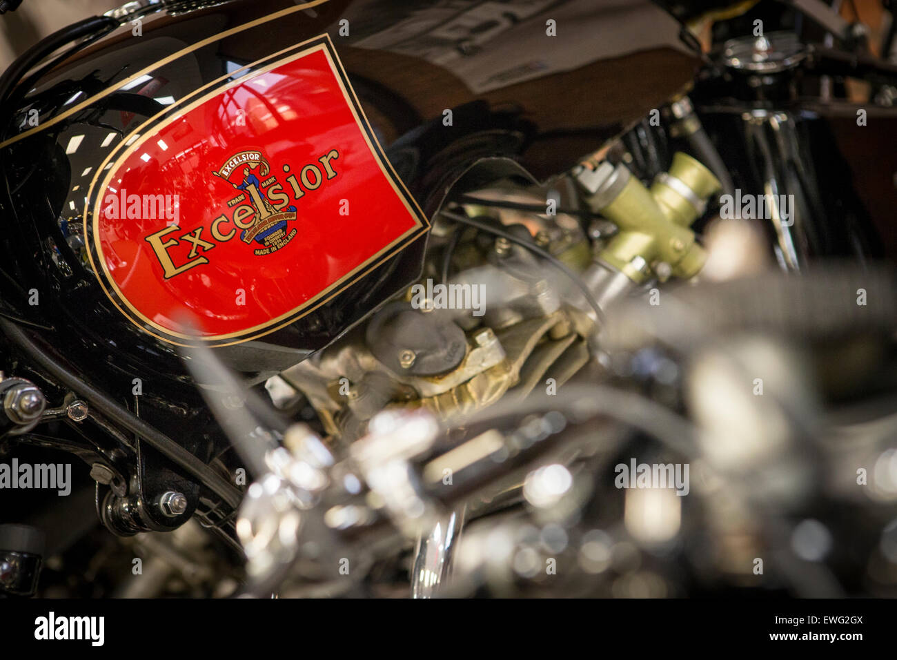 Excelsior classic motorcycle trademark insignia Stock Photo - Alamy