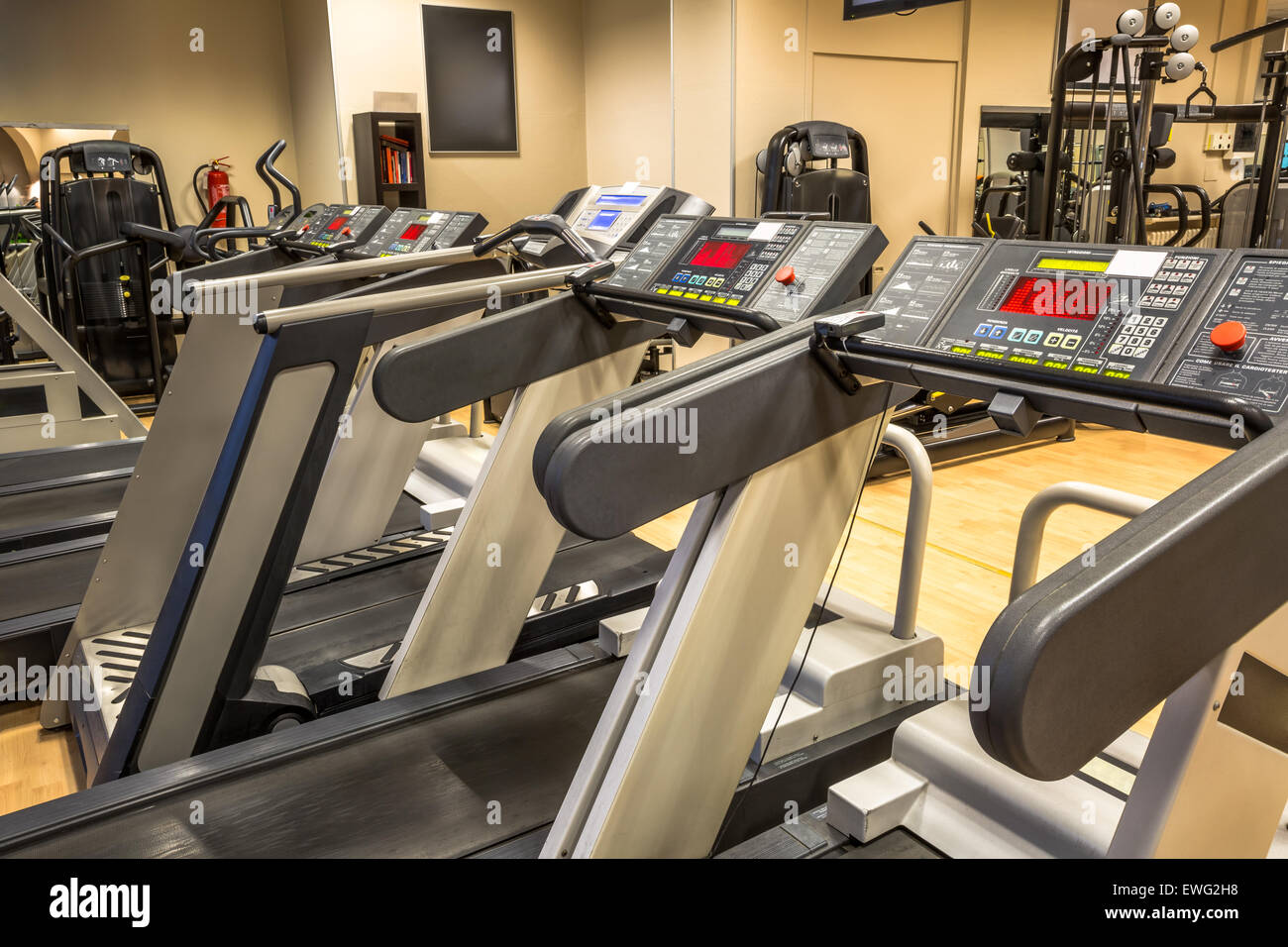 Row of Treadmills Stock Photo - Alamy