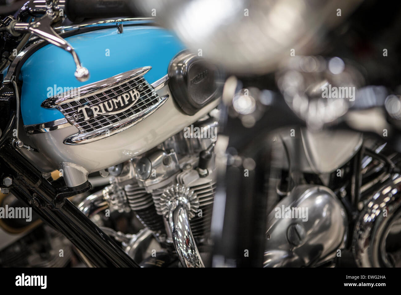 Triumph Bonneville classic motorcycle trademark insignia Stock Photo ...