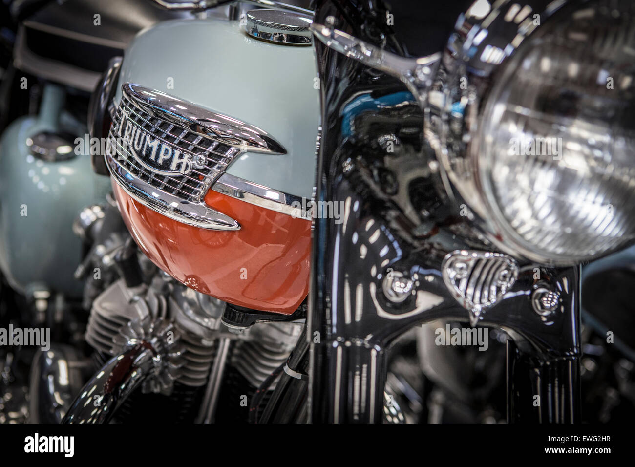 Triumph Bonneville classic motorcycle trademark insignia Stock Photo ...