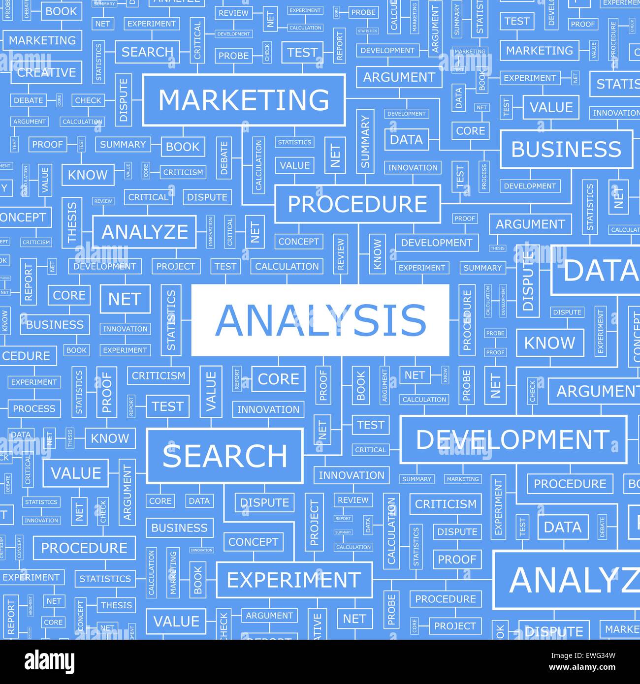 ANALYSIS. Word cloud illustration. Tag cloud concept collage Stock ...