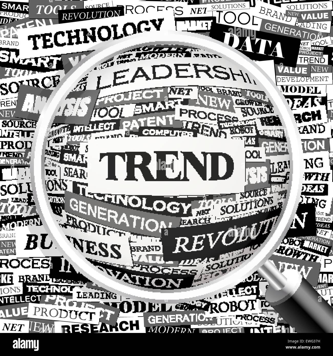 TREND. Word cloud illustration. Tag cloud concept collage. Usable for ...