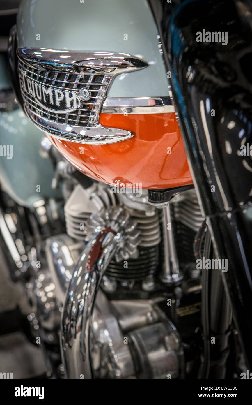 Triumph Bonneville classic motorcycle trademark insignia Stock Photo ...
