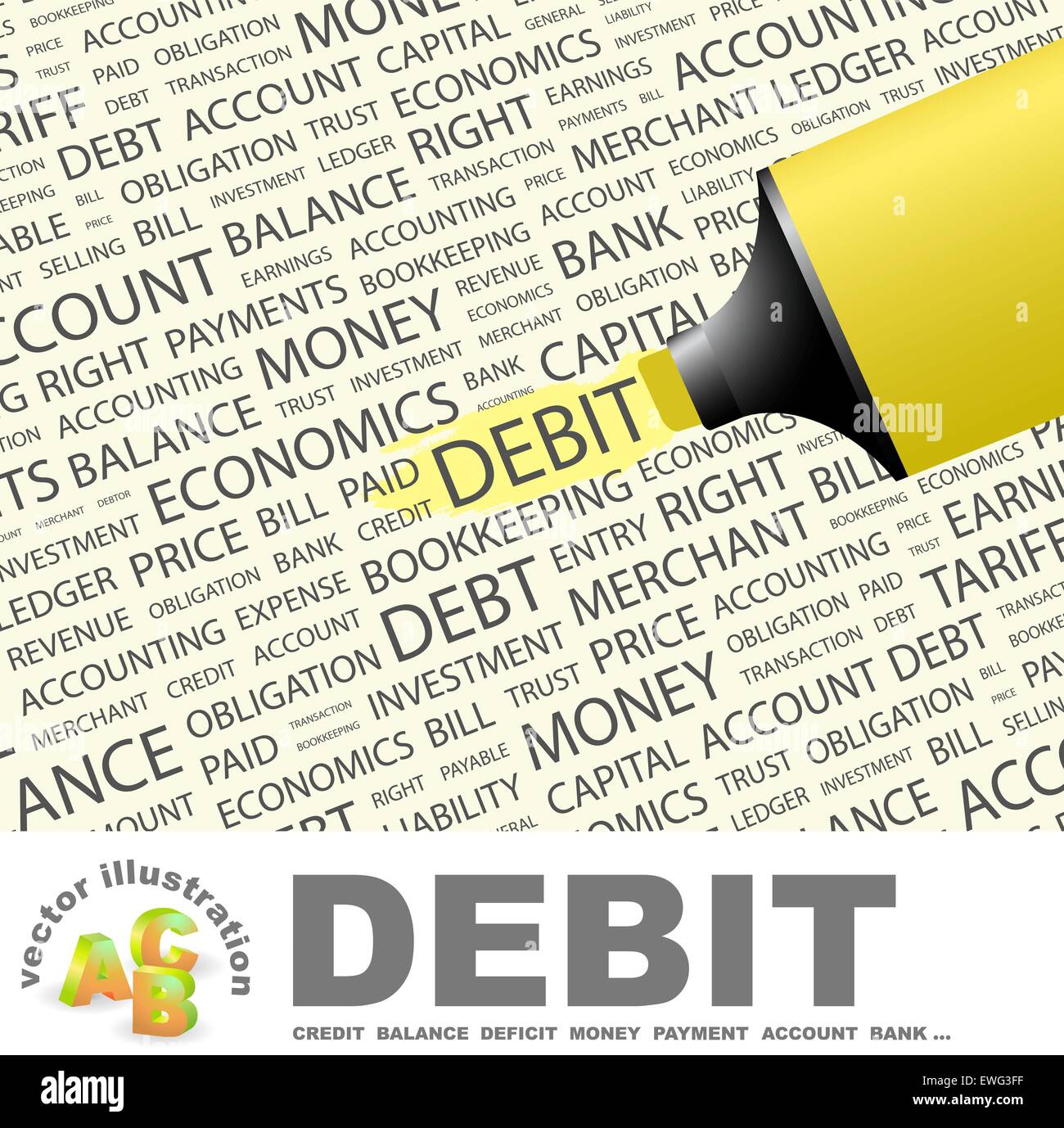 DEBIT. Word cloud illustration. Tag cloud concept collage Stock Vector ...