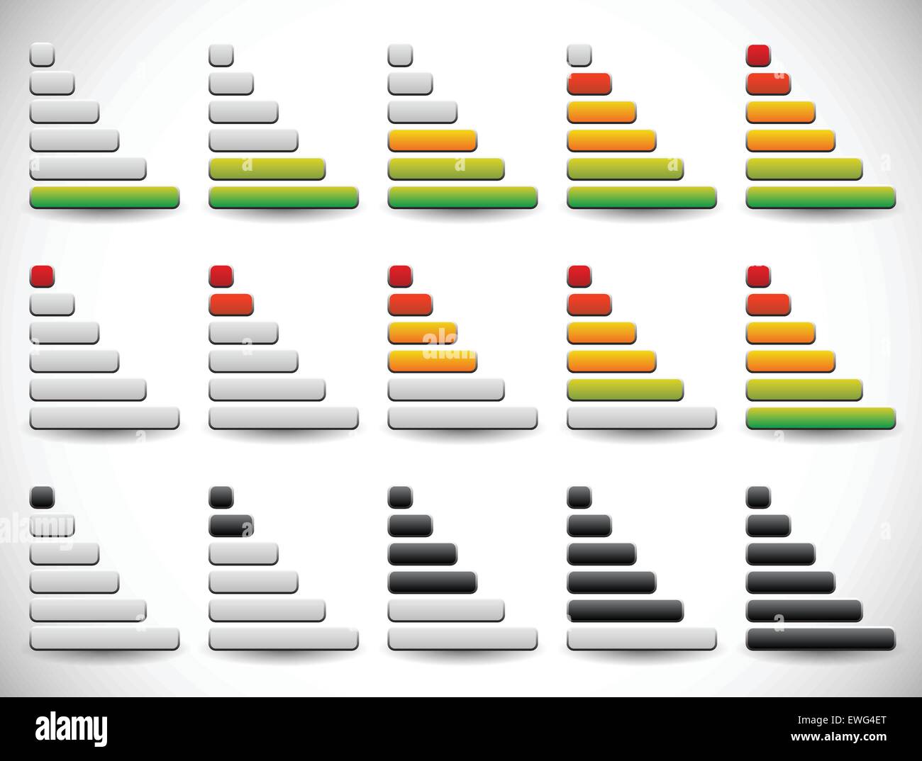 Increasing bars as level or progress indicators, signal strength, completion indicators Stock ...