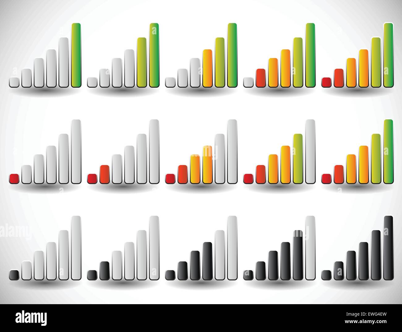 Increasing bars as level or progress indicators, signal strength ...
