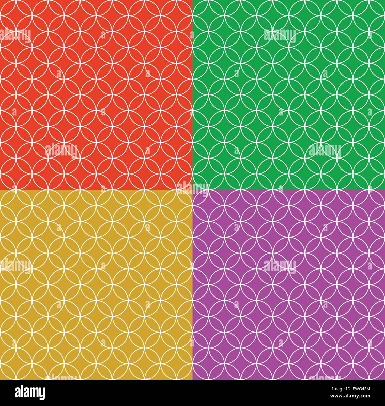 Set of seamless patterns in different colors with overlapping circle ...