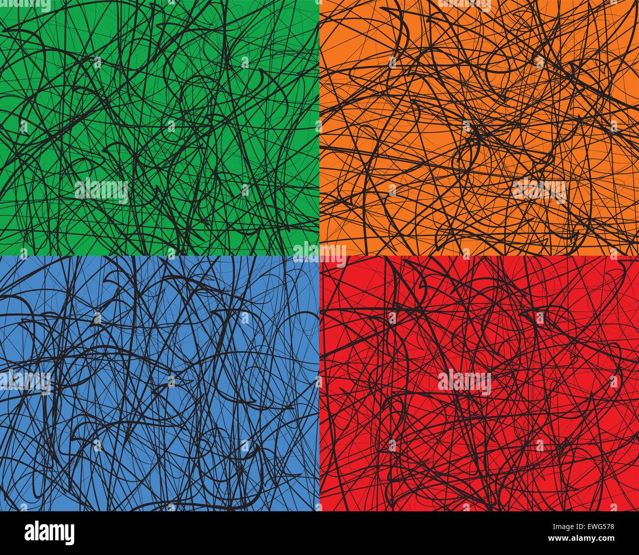 Random lines, abstract wavy lines. Vector background. Set of 4 colors ...