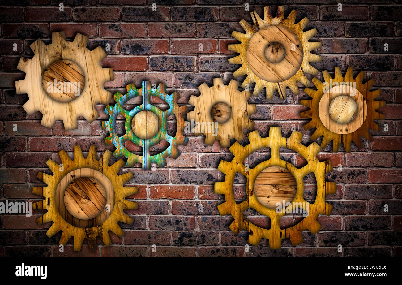 Abstract wooden gear background Stock Photo - Alamy