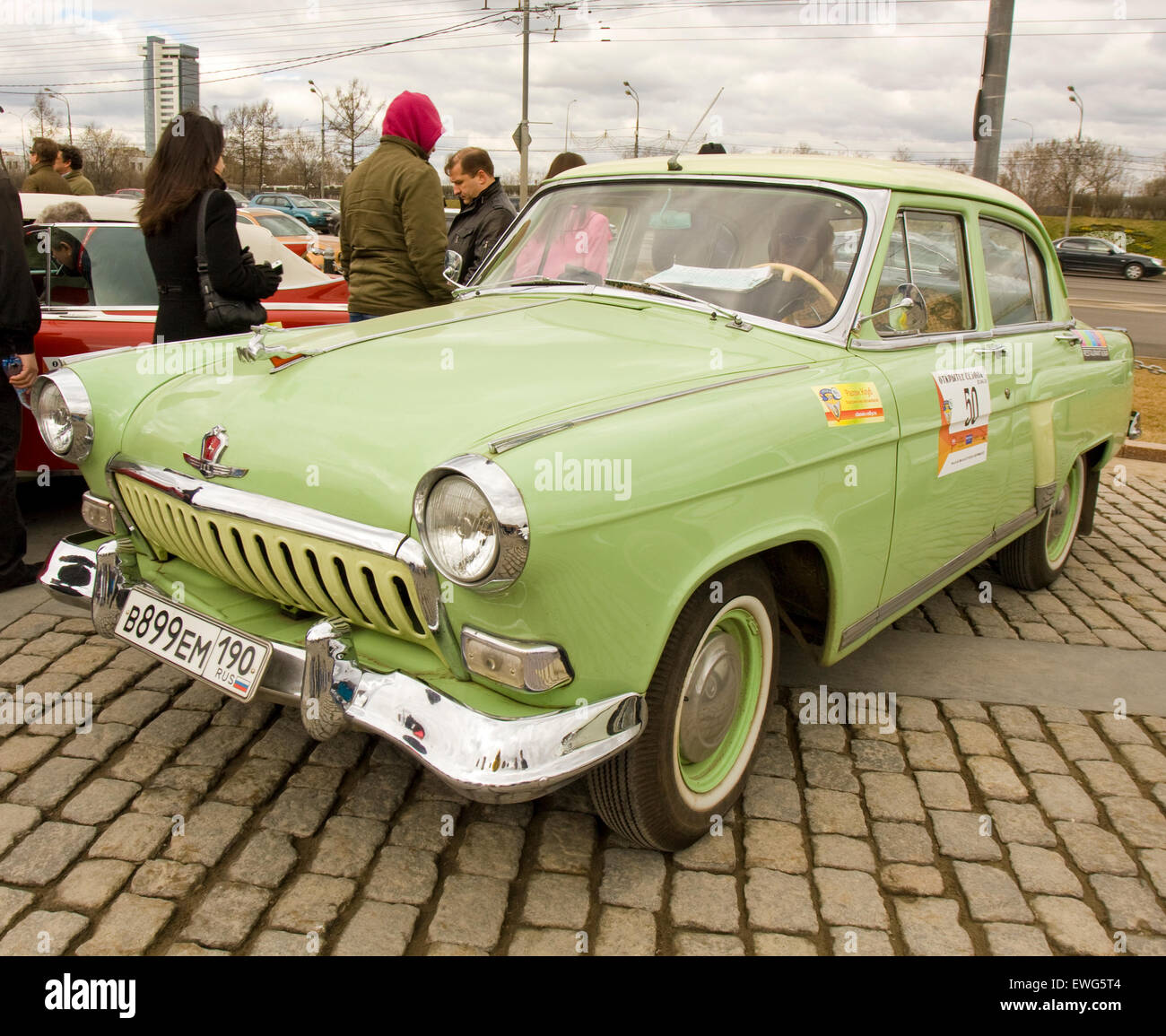 MOSCOW – APRIL 21: Russian retro car Volga on rally of classical cars ...