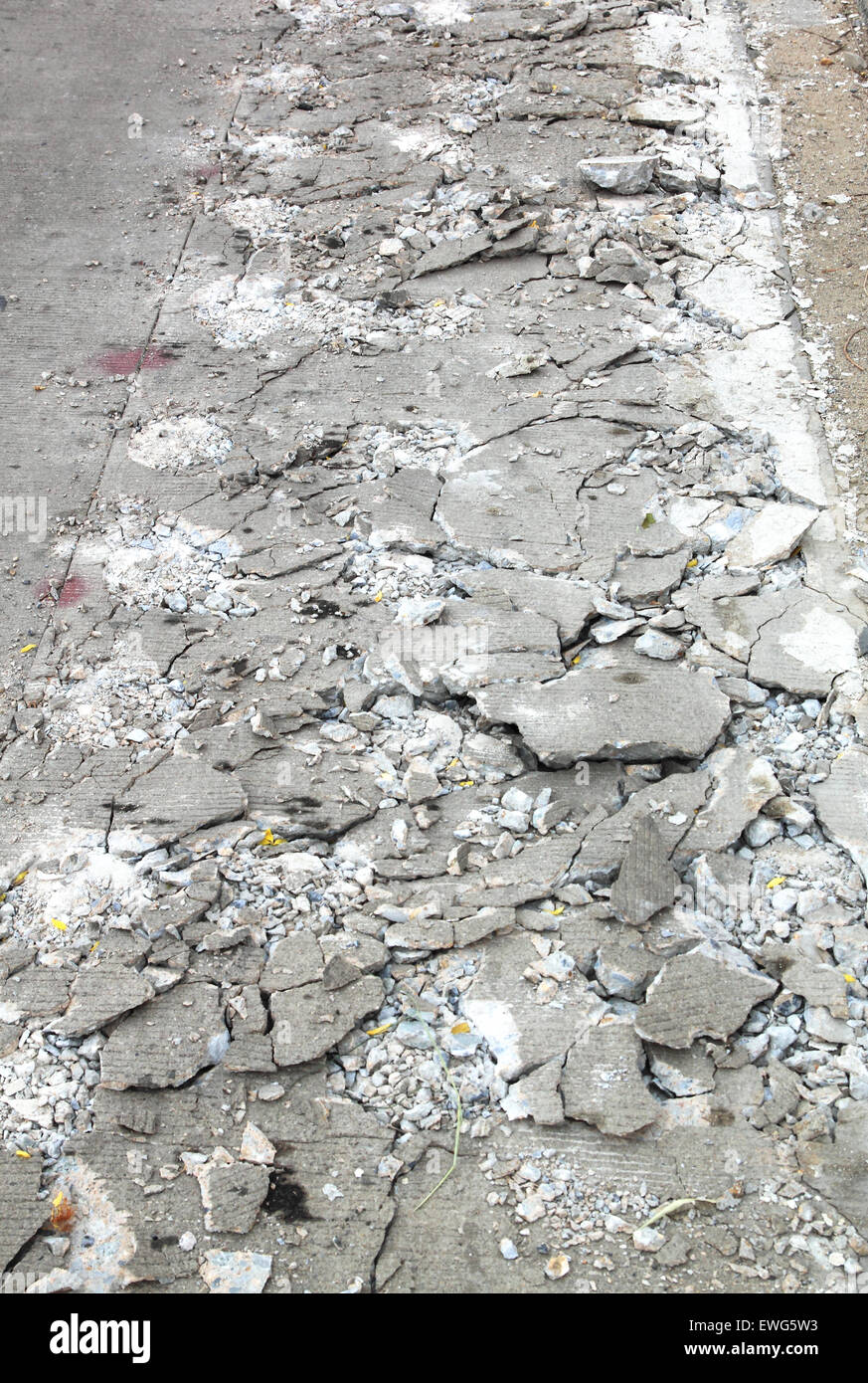 Cement fracture surface destruction construction of the road Stock ...