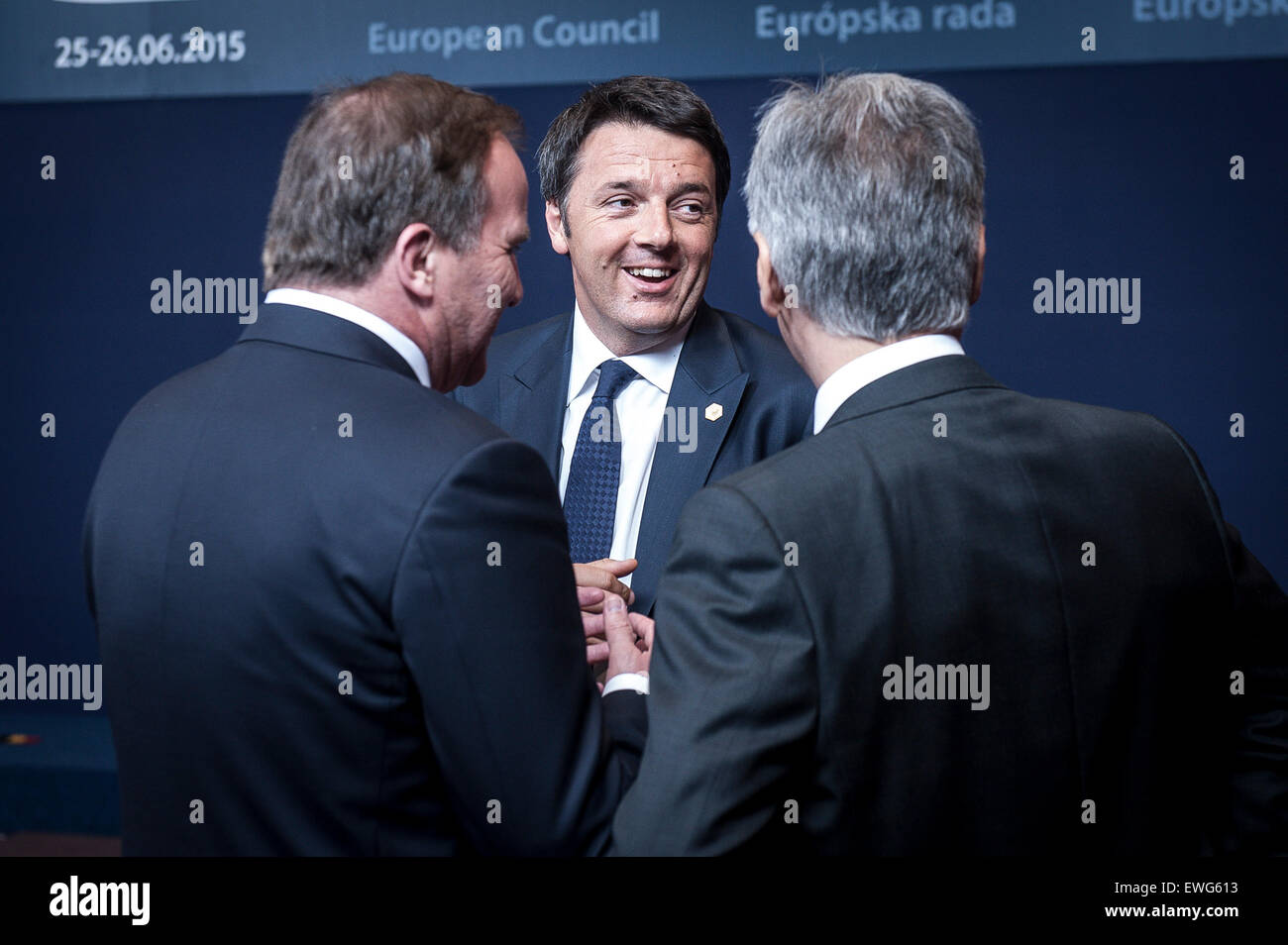 Brussels, Bxl, Belgium. 25th June, 2015. Italian Prime Minister Matteo ...