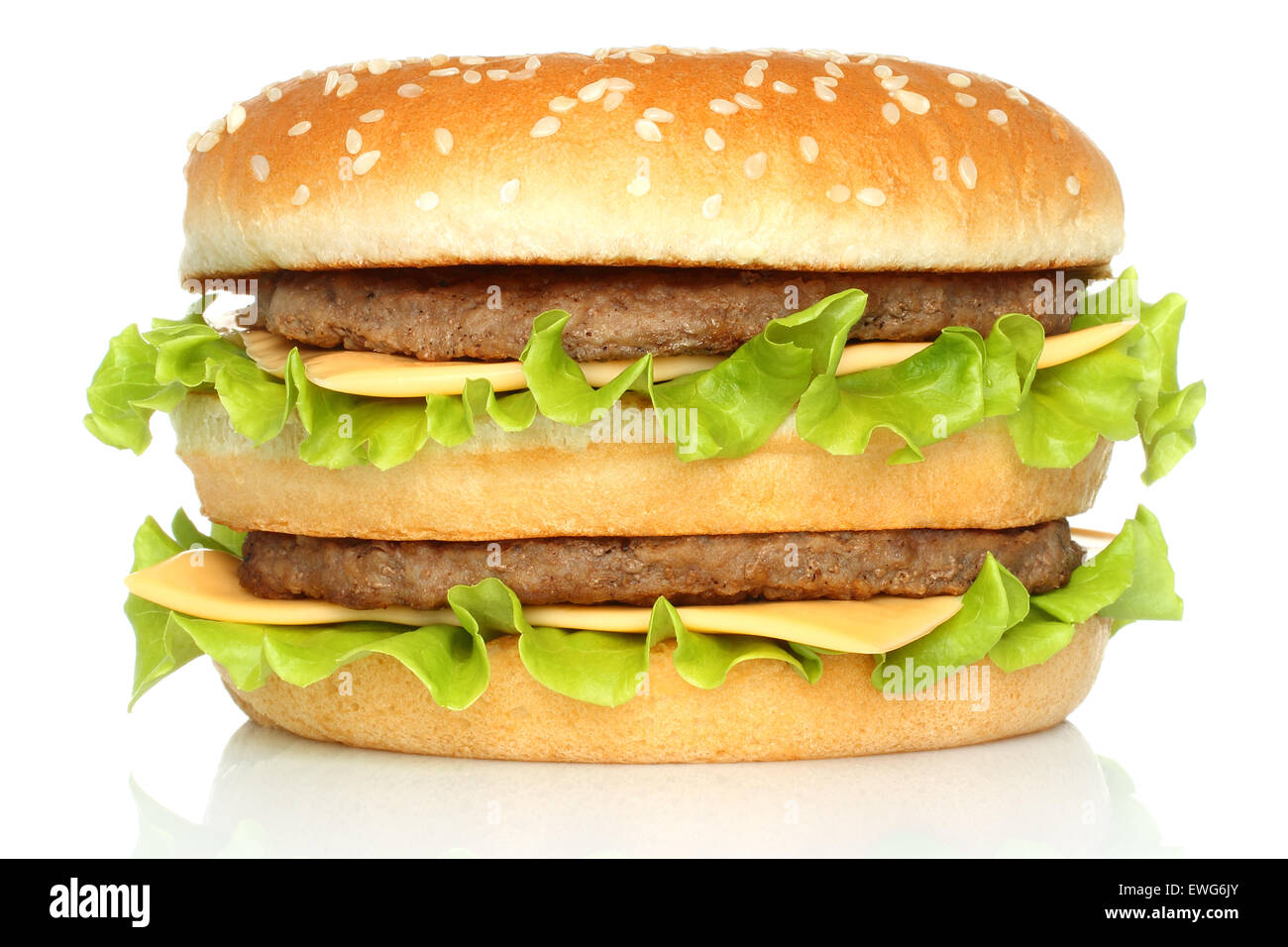 Big hamburger on a white background Stock Photo - Alamy