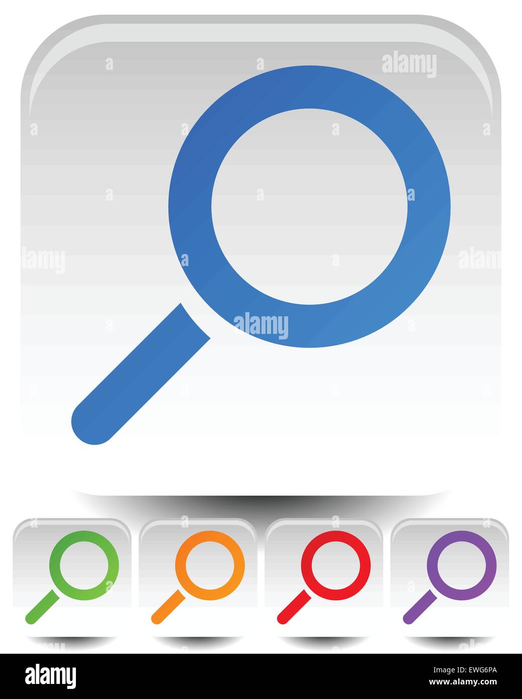 Magnifier symbols over rounded squares. (Set of multiply colors Stock ...