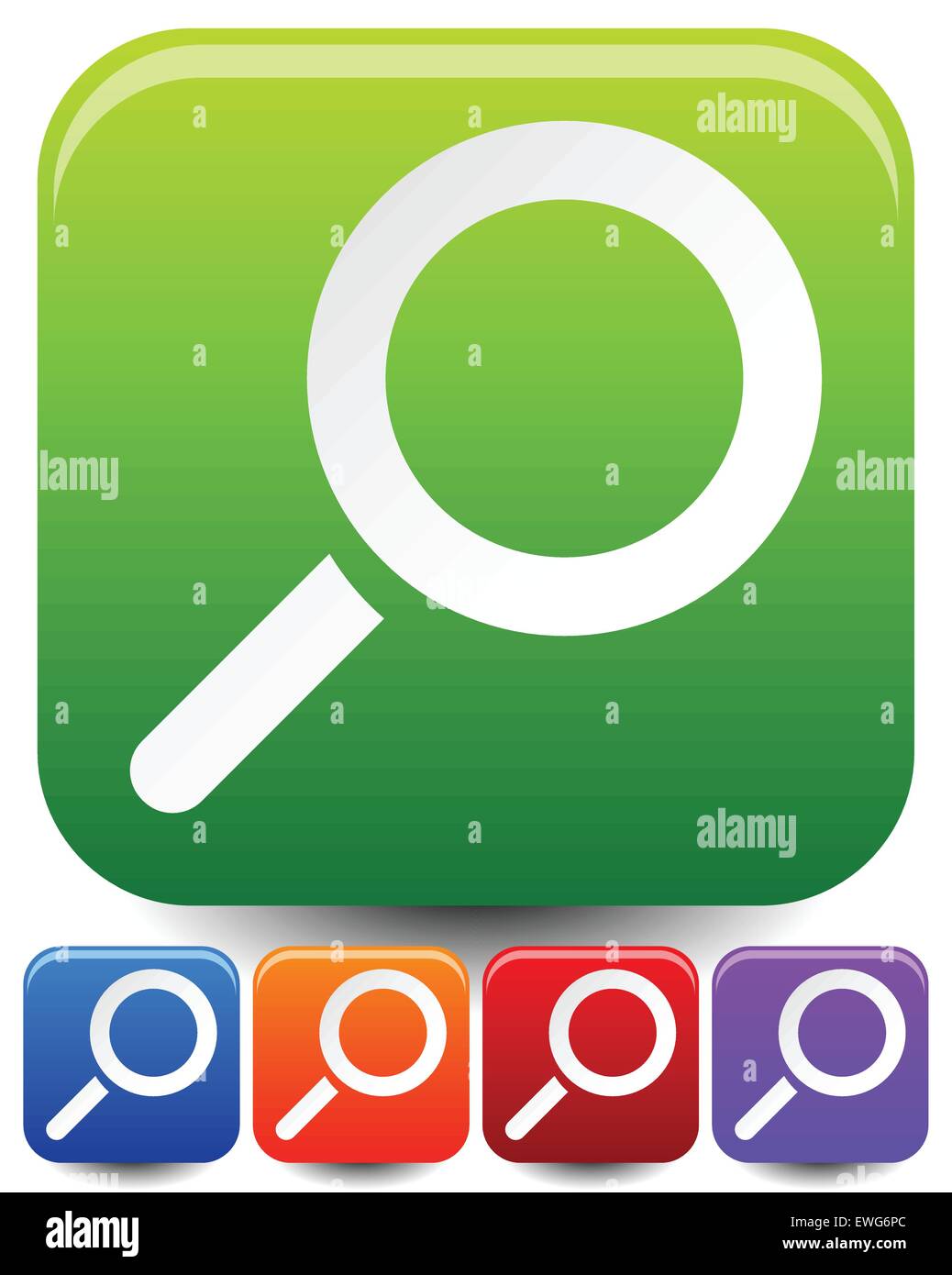 Magnifier symbols over rounded squares. (Set of multiply colors Stock ...
