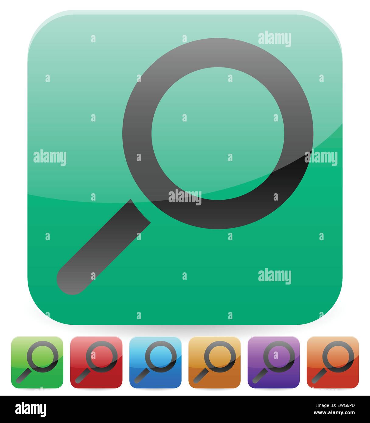 Magnifier symbols over rounded squares. (Set of multiply colors Stock ...