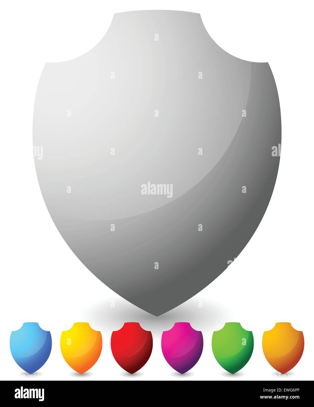 Glossy, blank shield shapes. Several colors included. (Green, blue ...