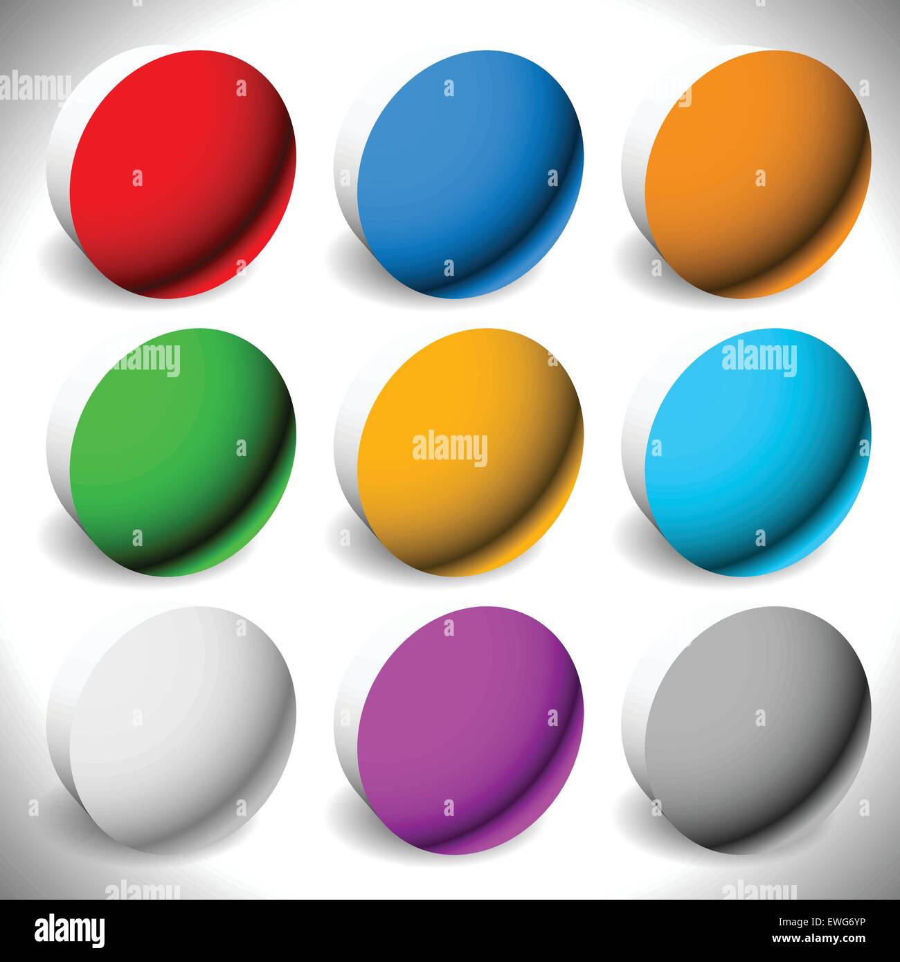 Set 3d button backgrounds. 9 different colors included Stock Vector ...