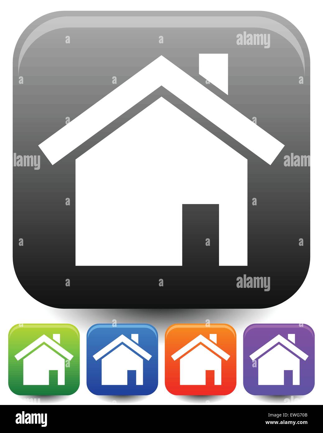 House symbols on rounded squares with highlight effect. Icons for ...