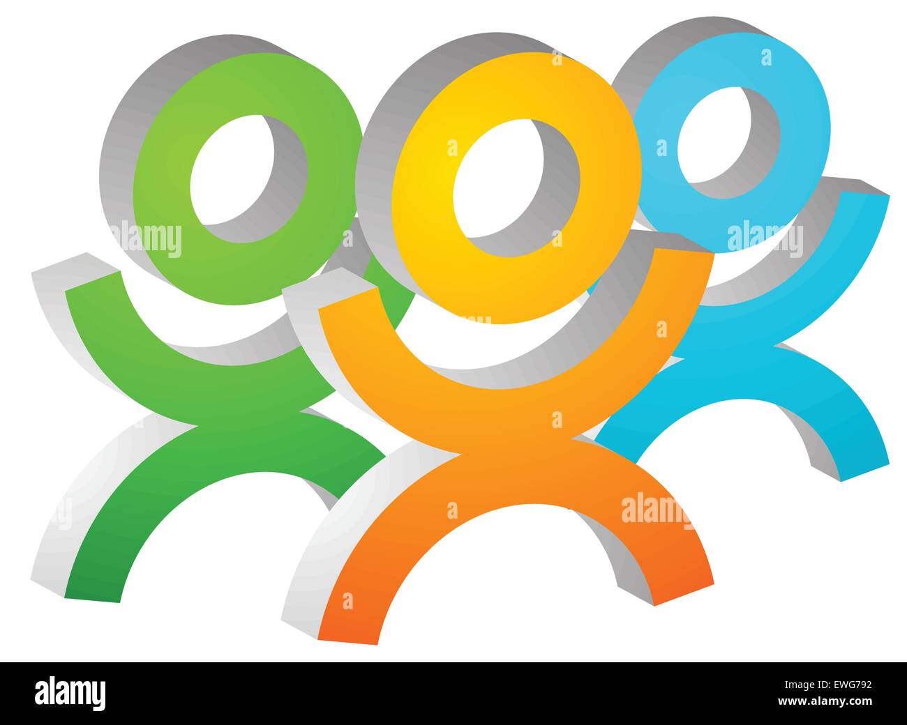 Group of three 3d person, character vector icon Stock Vector Image ...