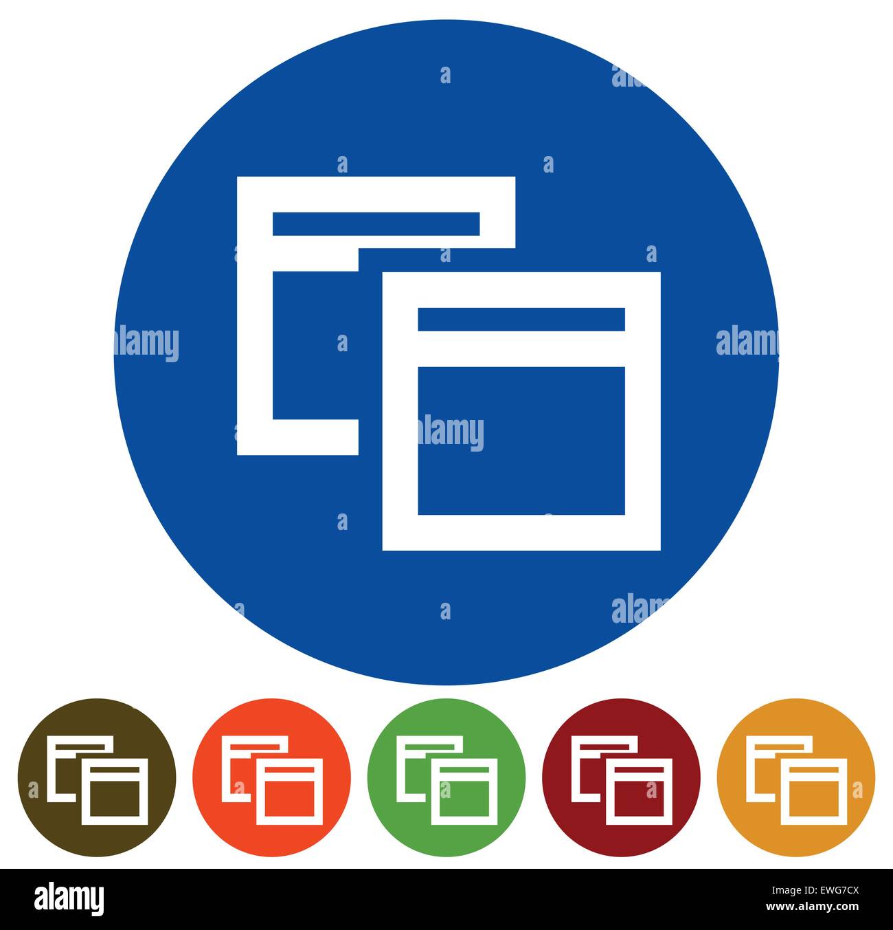 Icons with software (application) window symbols. minimize, maximize or ...