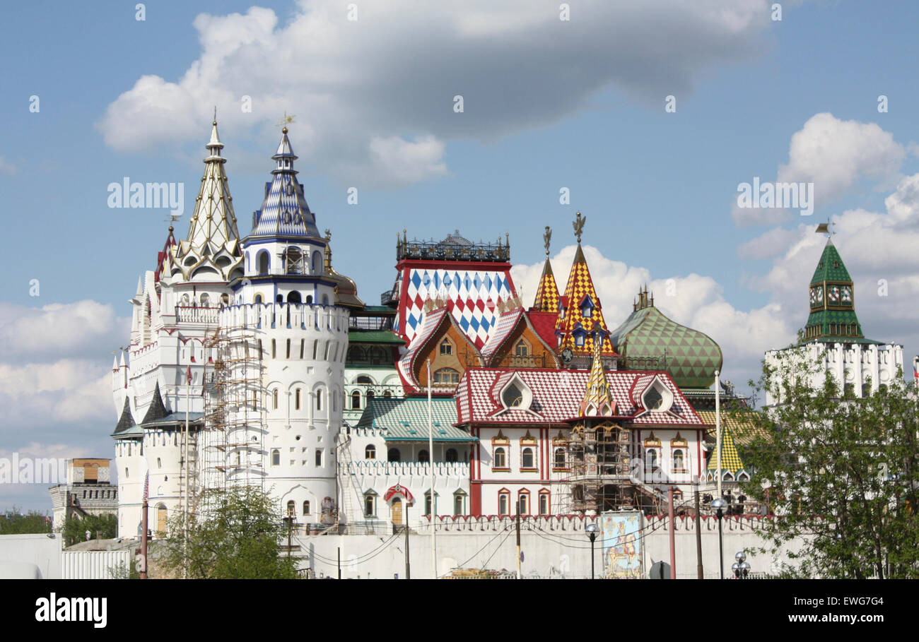 Izmaylovsky Kremlin, one of famous tourist landmarks in Moscow, wooden ...