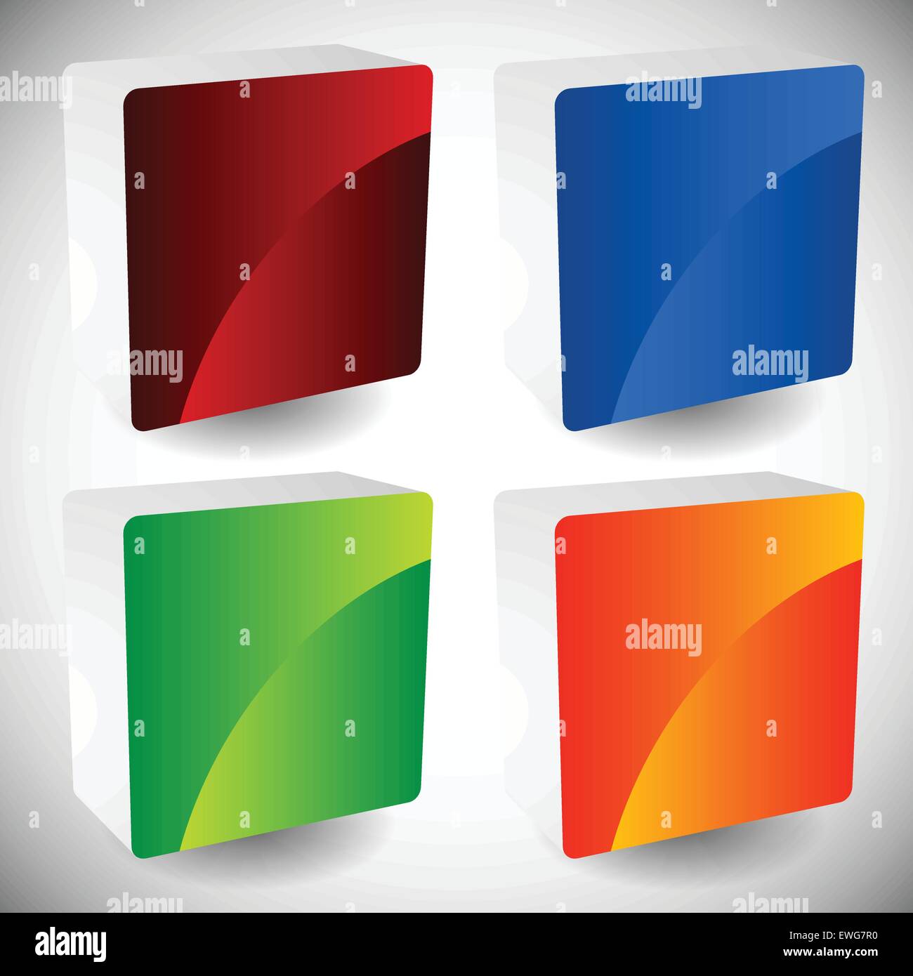 Blank glossy square buttons with rounded corners, vector. Set of 4 ...