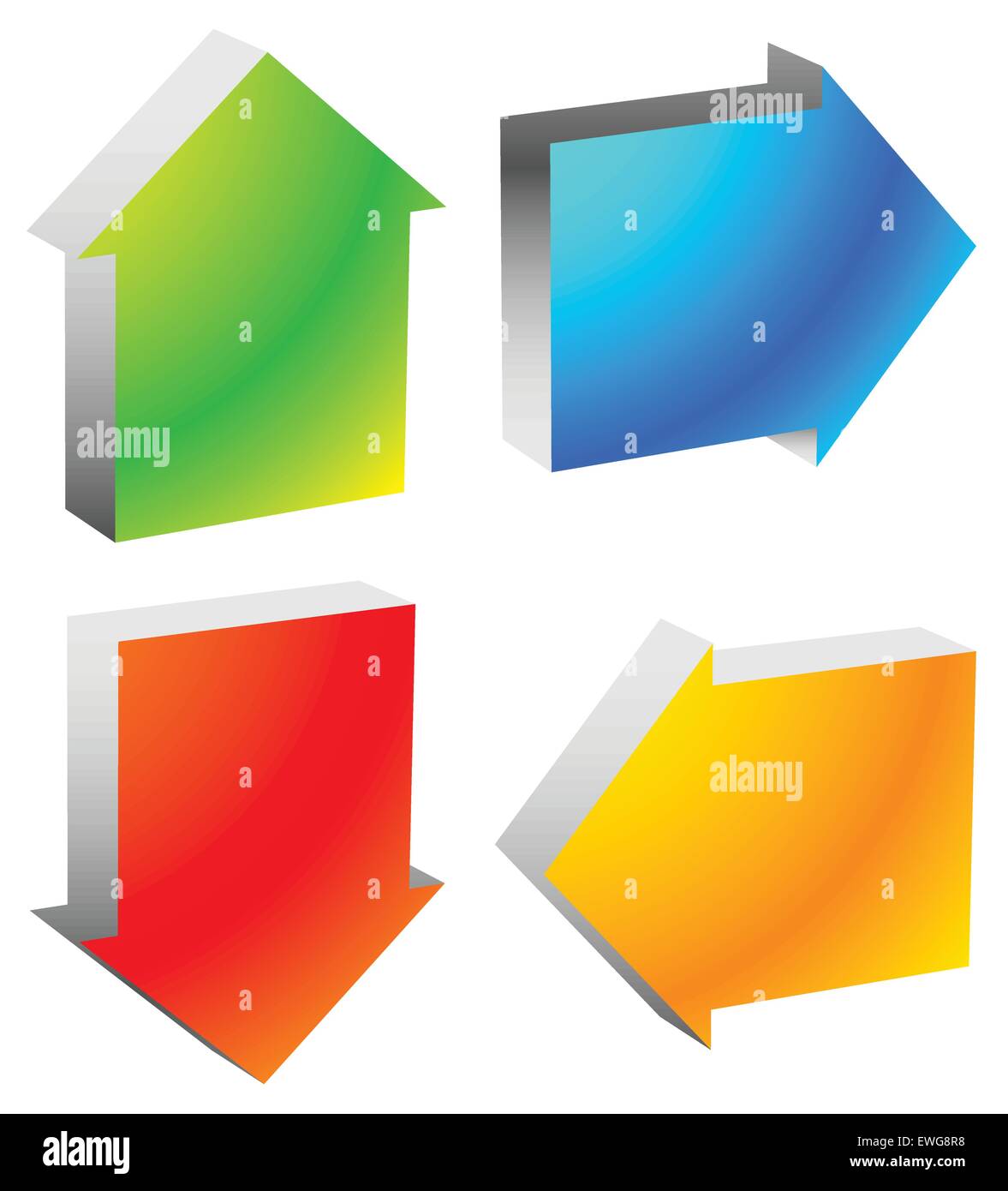 Colorful bold arrow icons. Arrows pointing to every direction. Left ...