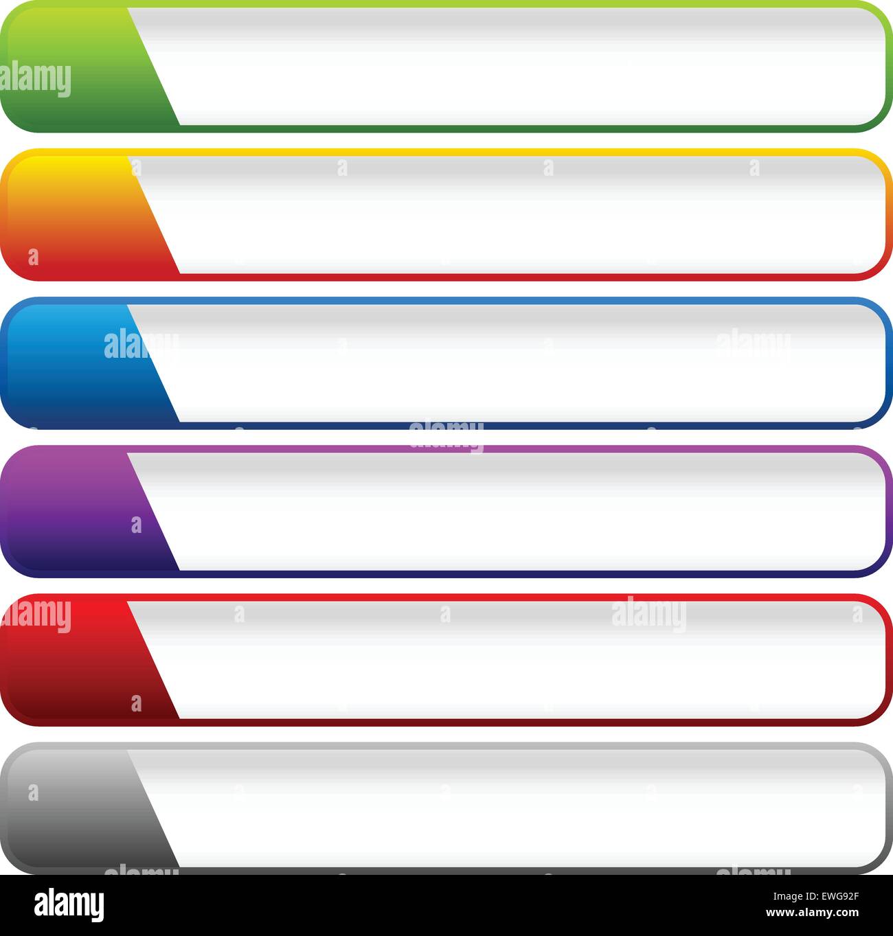 Horizontal buttons with blank space, rounded colorful button, banner ...