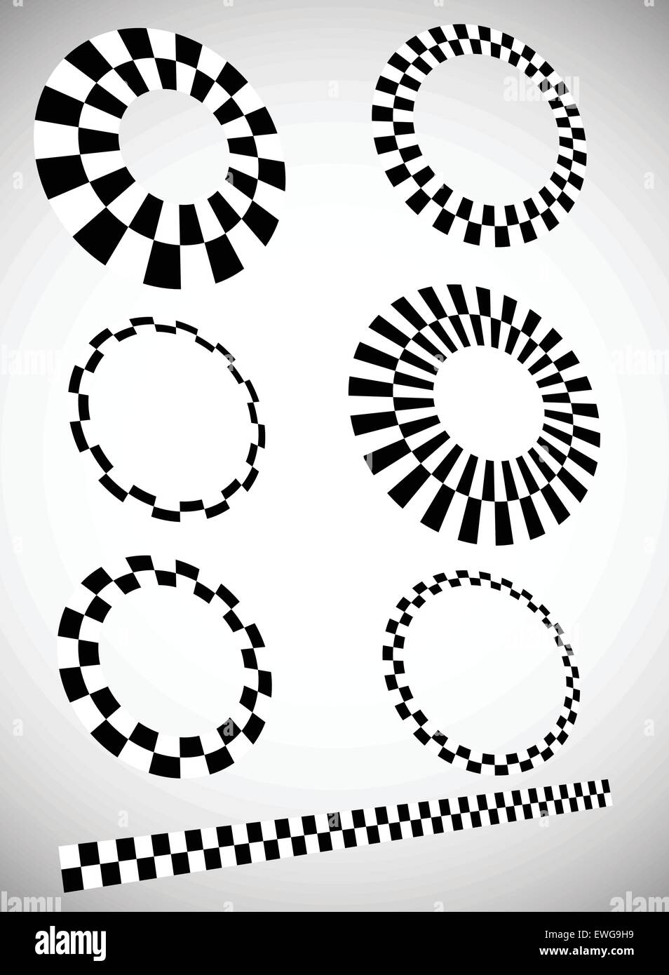 Different checkered (chequered) elements in 3d with perspective. Vector ...