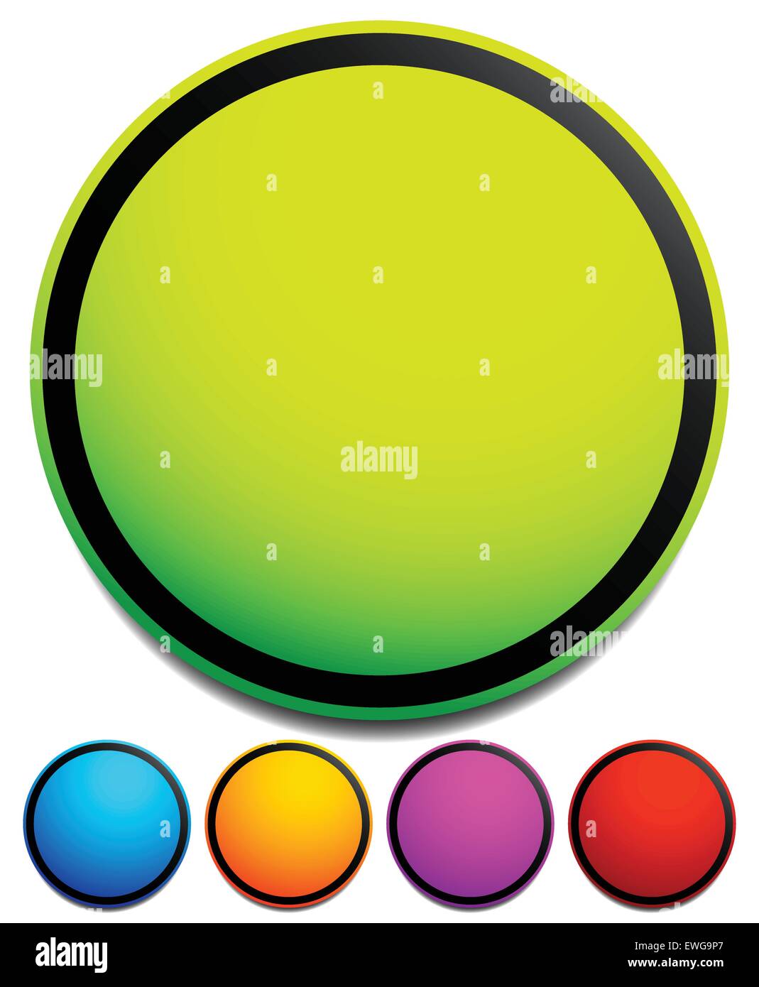 Blank circle design elements in 4 colors. Green, blue, yellow, purple ...