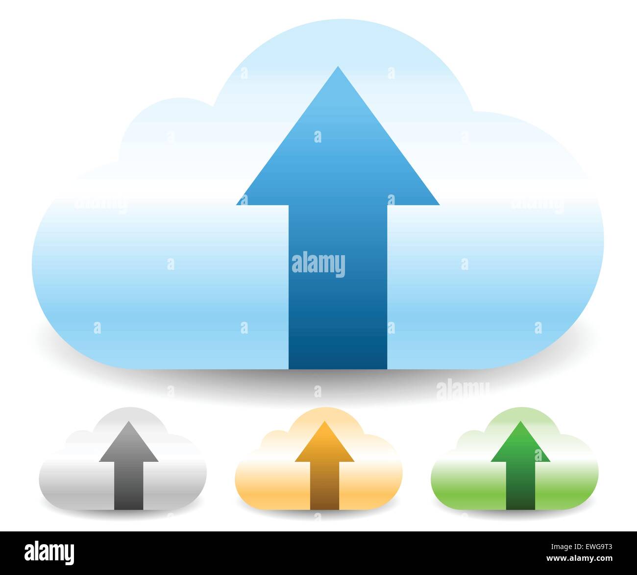 Cloud with arrow upload buttons. 3 colors Stock Vector Image & Art - Alamy