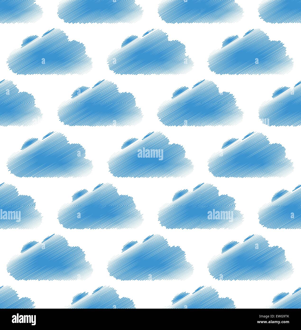 Sketchy (doodle) cloud pattern with round, cumulus clouds. Seamlessly ...