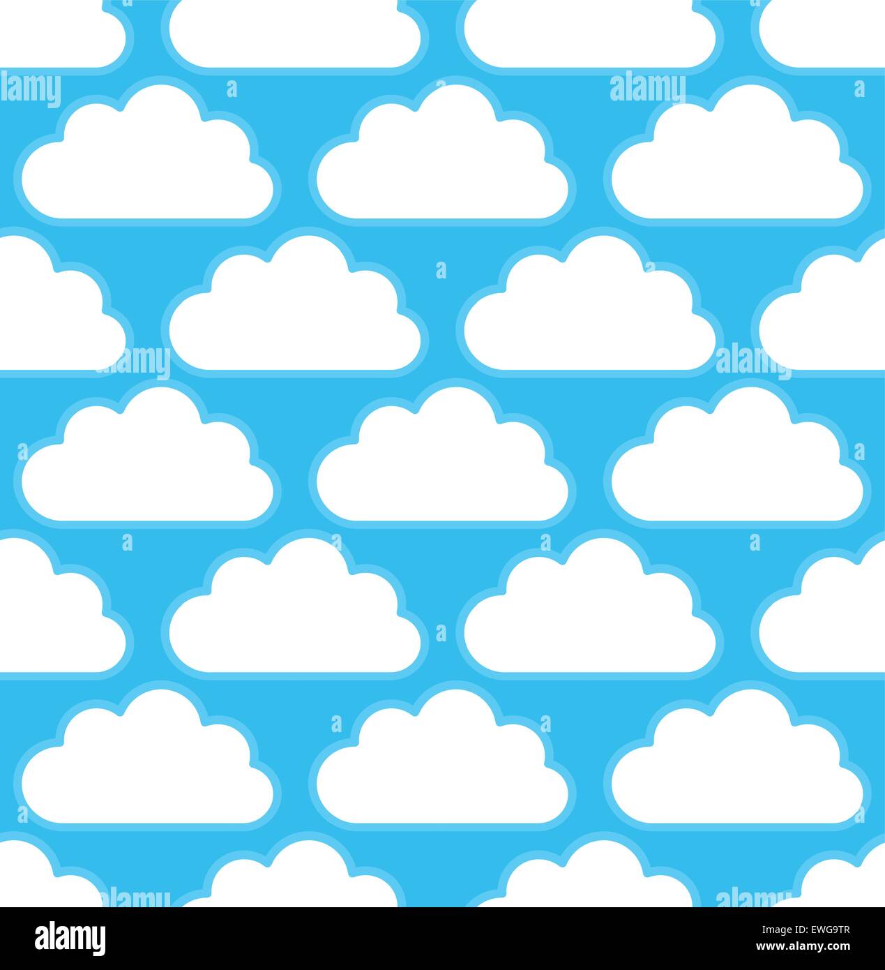Cloud pattern with white round, cumulus clouds over bright blue, teal ...