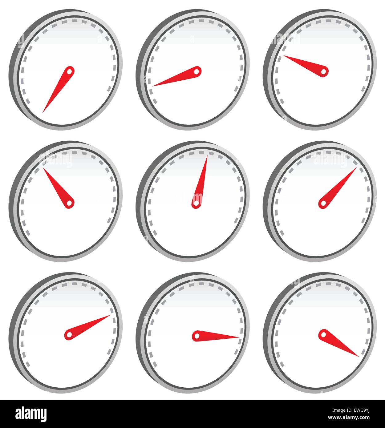 Dial faces with pointer isolated on white. Measure, gauge, indication ...