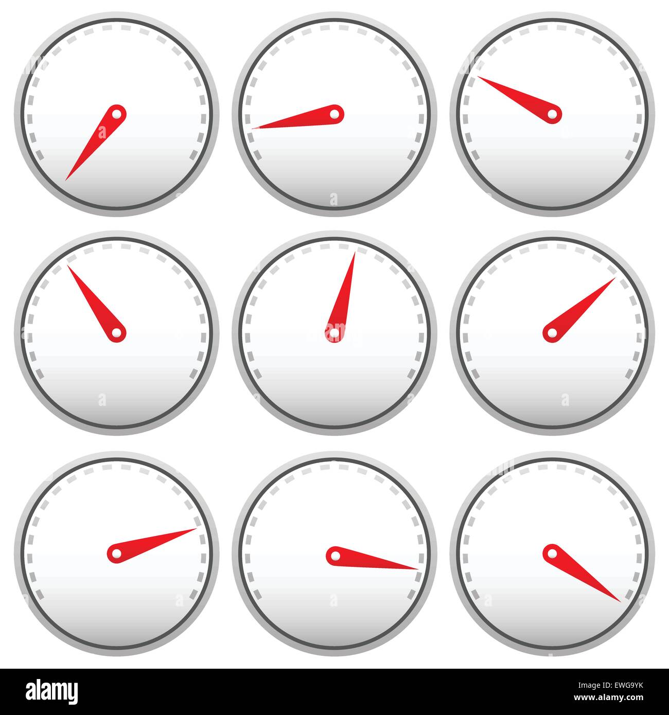 Dial faces with pointer isolated on white. Measure, gauge, indication ...