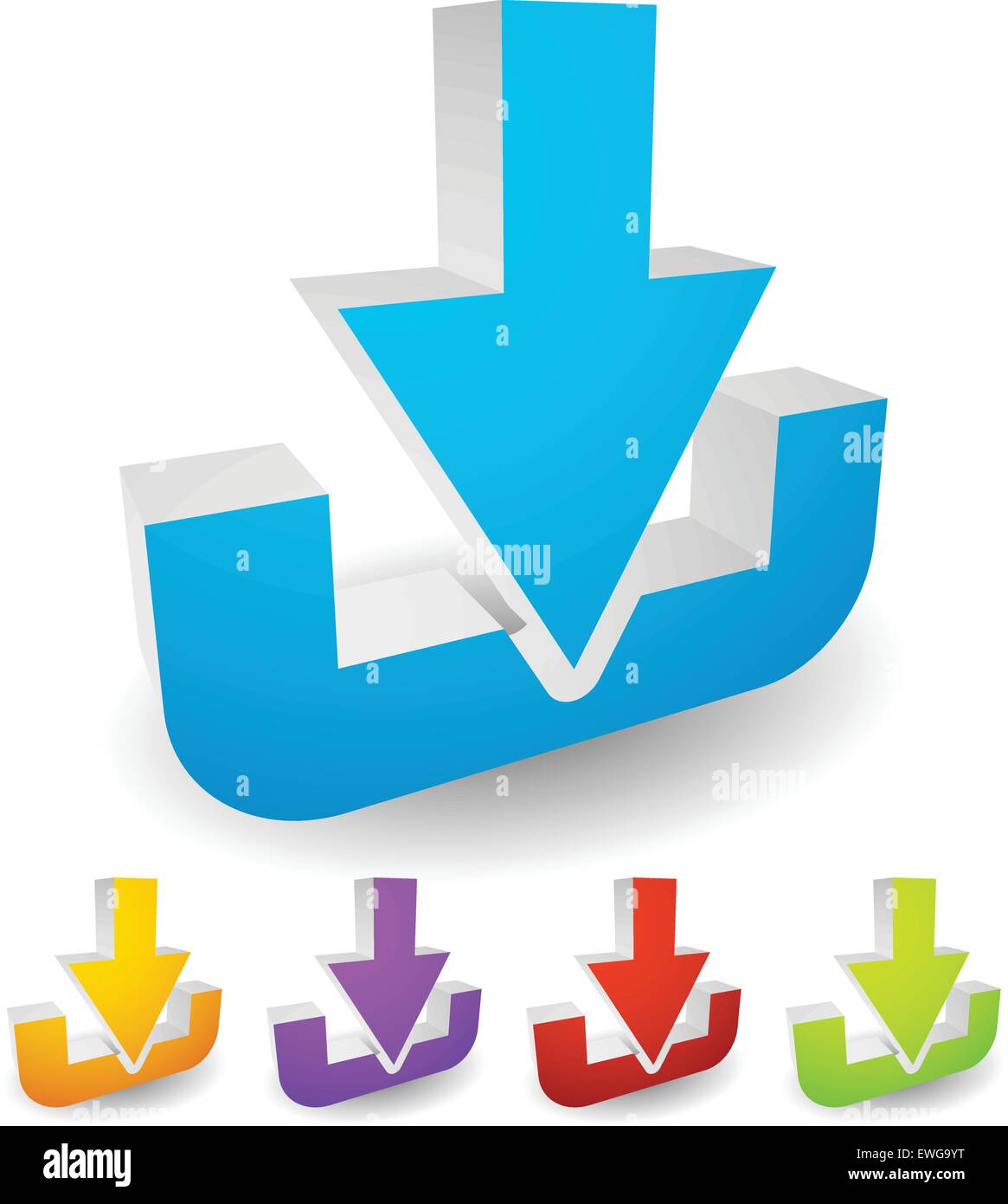 Download button or icon with arrow pointing to a hard drive.. Eps 10 ...