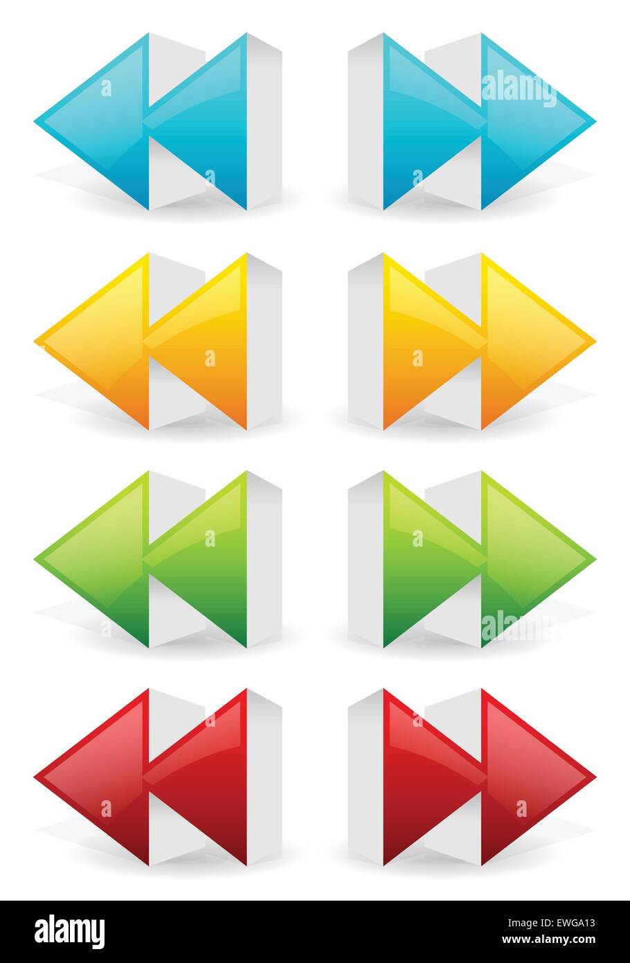 Glossy 3d forward and backward (rewind, fast forward) arrow buttons, icons Stock Vector Image ...